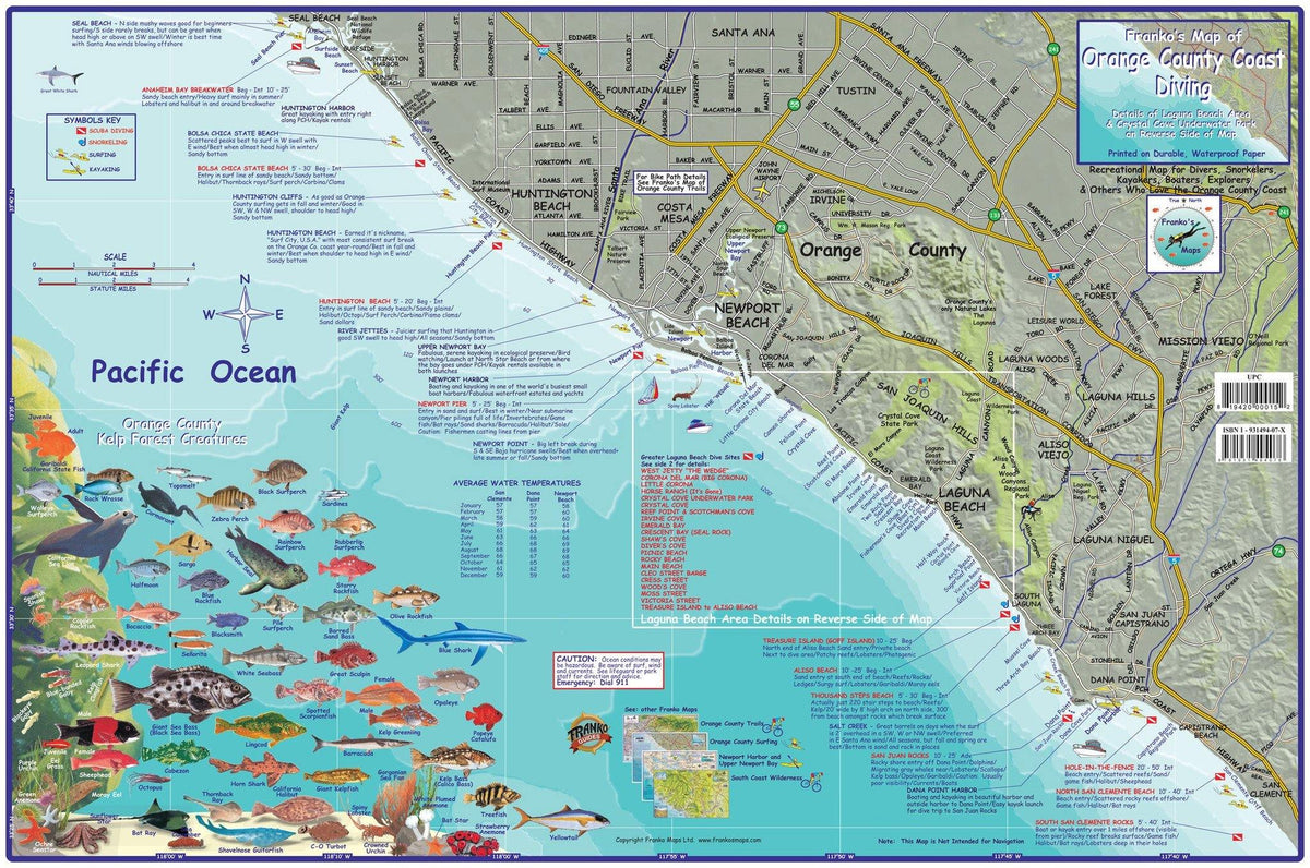 Orange County Coast Dive Map Frankos Maps