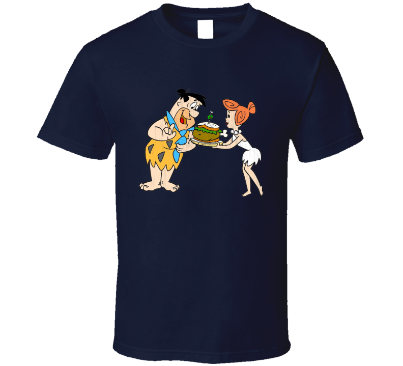 Fred And Wilma Flintstones Retro Cartoon Character Worn Look T T Shirt