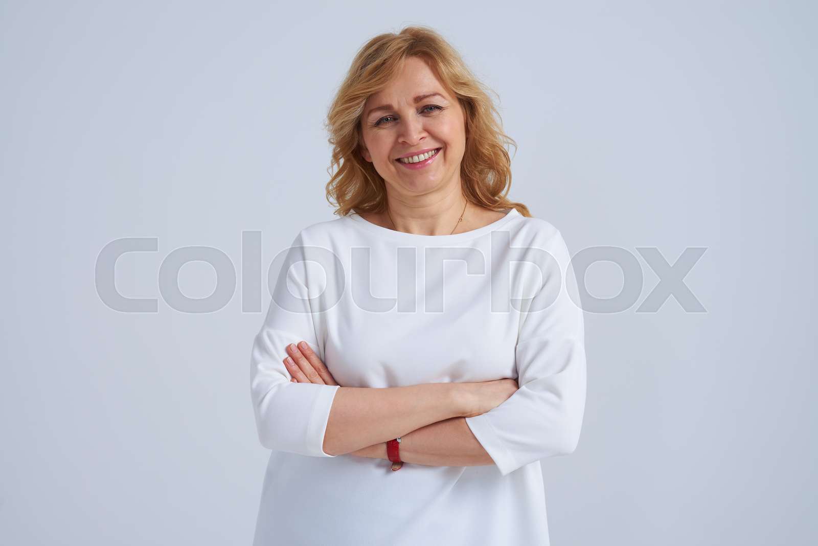 Smiley Mature Woman Posing Stock Image Colourbox