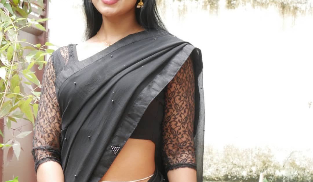 South Indian Model Shanaya Shannu Black Saree Photos Hoistore