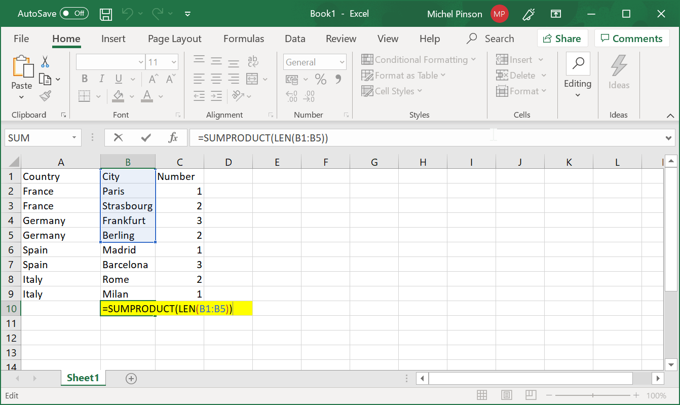 Excel Count Letters In Cell